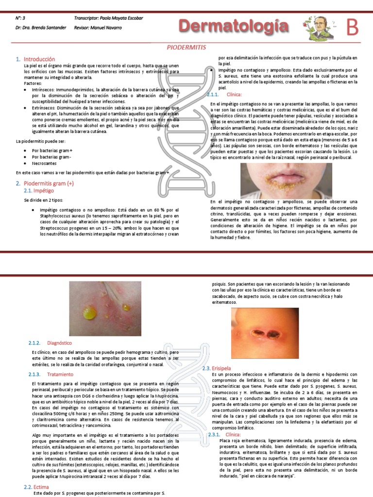 Piodermitis - Dra Santander | PDF | Medicina CLINICA | Dermatología