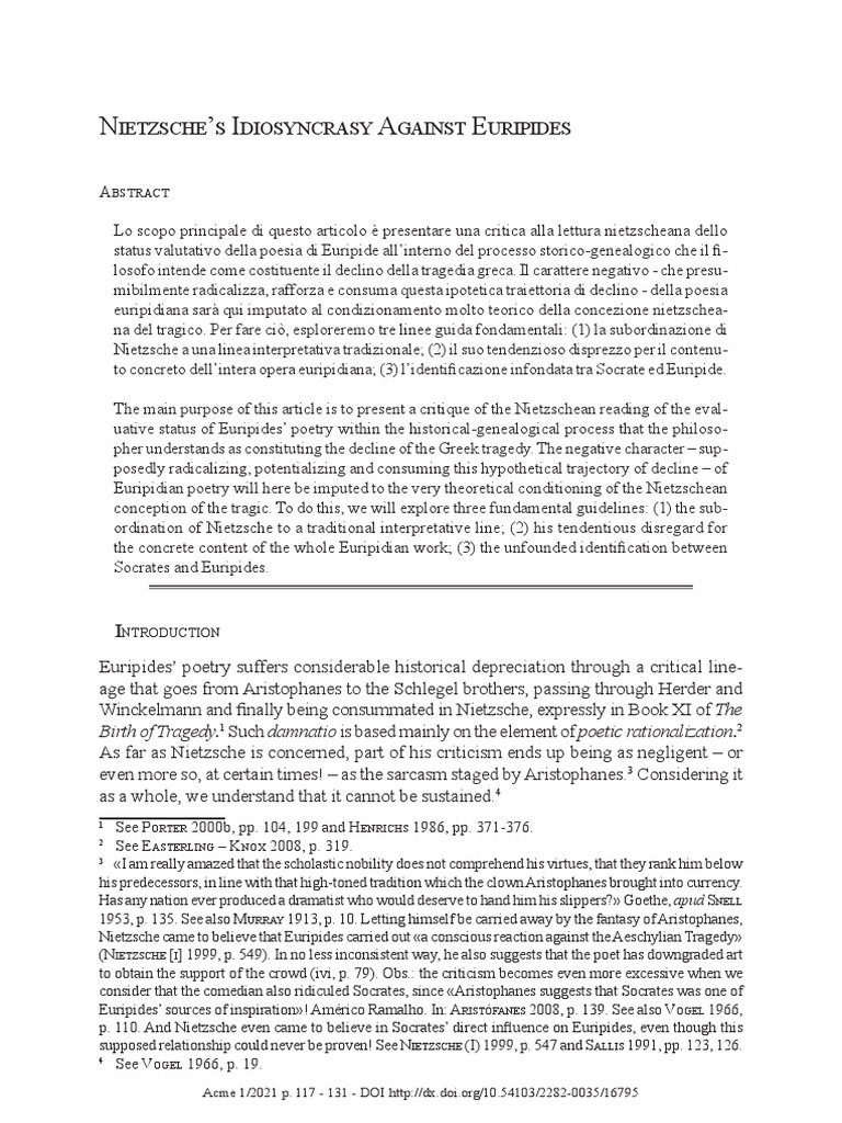 Nietzsche's Idiosyncrasy | Download Free PDF | Friedrich Nietzsche | Euripides