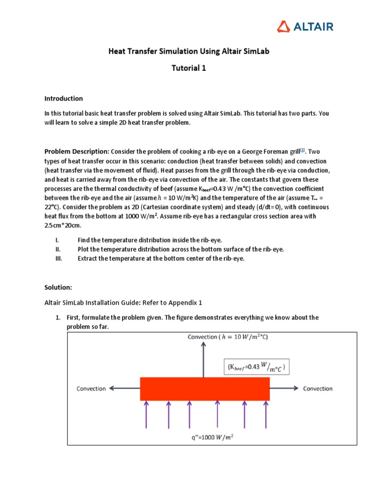 Tutorial - 1 - Heat Transfer Simulation Using Altair SimLab | PDF ...