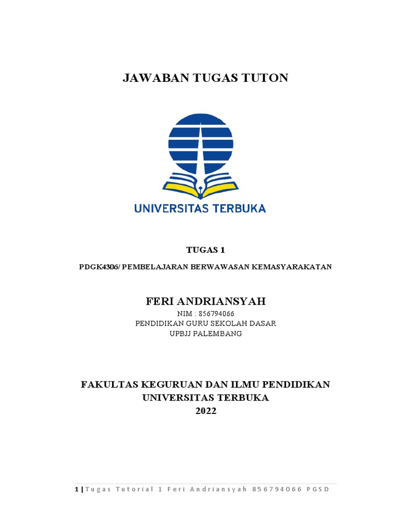 Jawaban Tugas 1 Tuton PBK | PDF | Karier & Perkembangan | Gaya Hidup