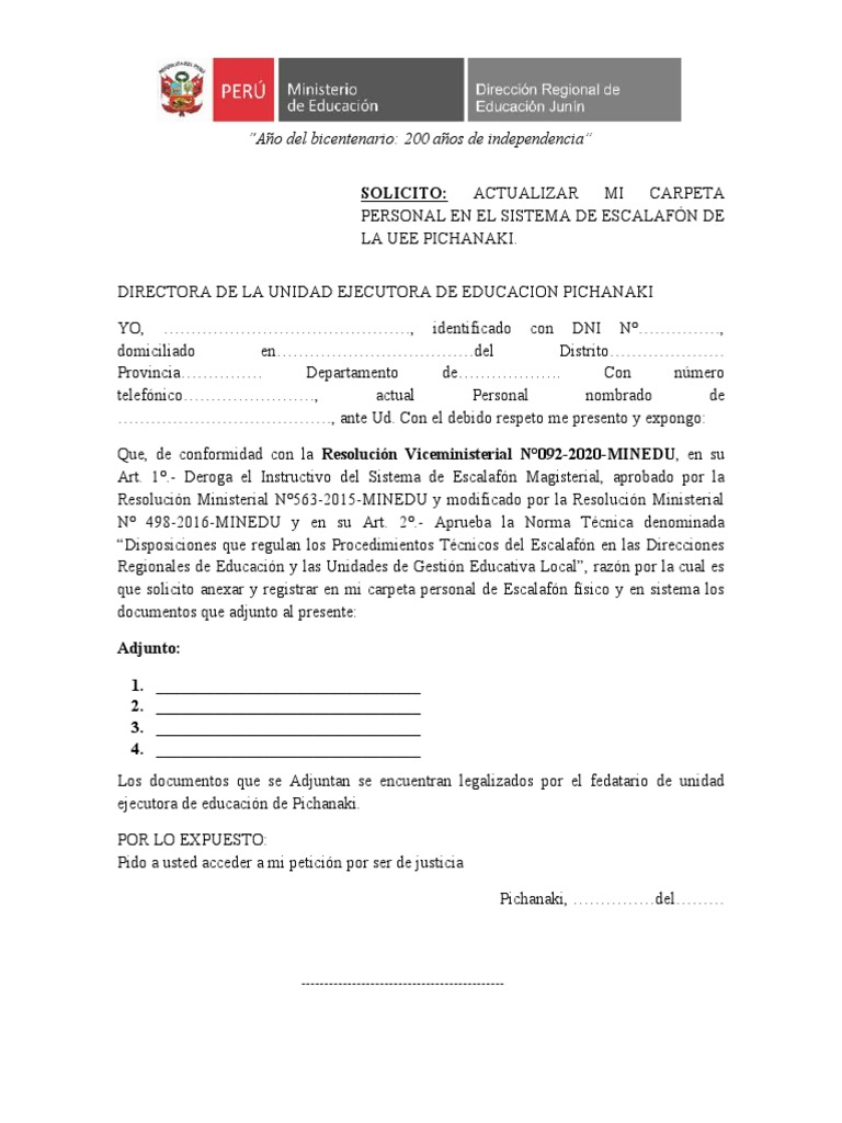 ANEXO 01 MODELO DE SOLICITUD ACTUALIZACIÓN DE LEGAJO | PDF ANEXO 01 MODELO DE SOLICITUD ACTUALIZACIÓN DE LEGAJO | PDF