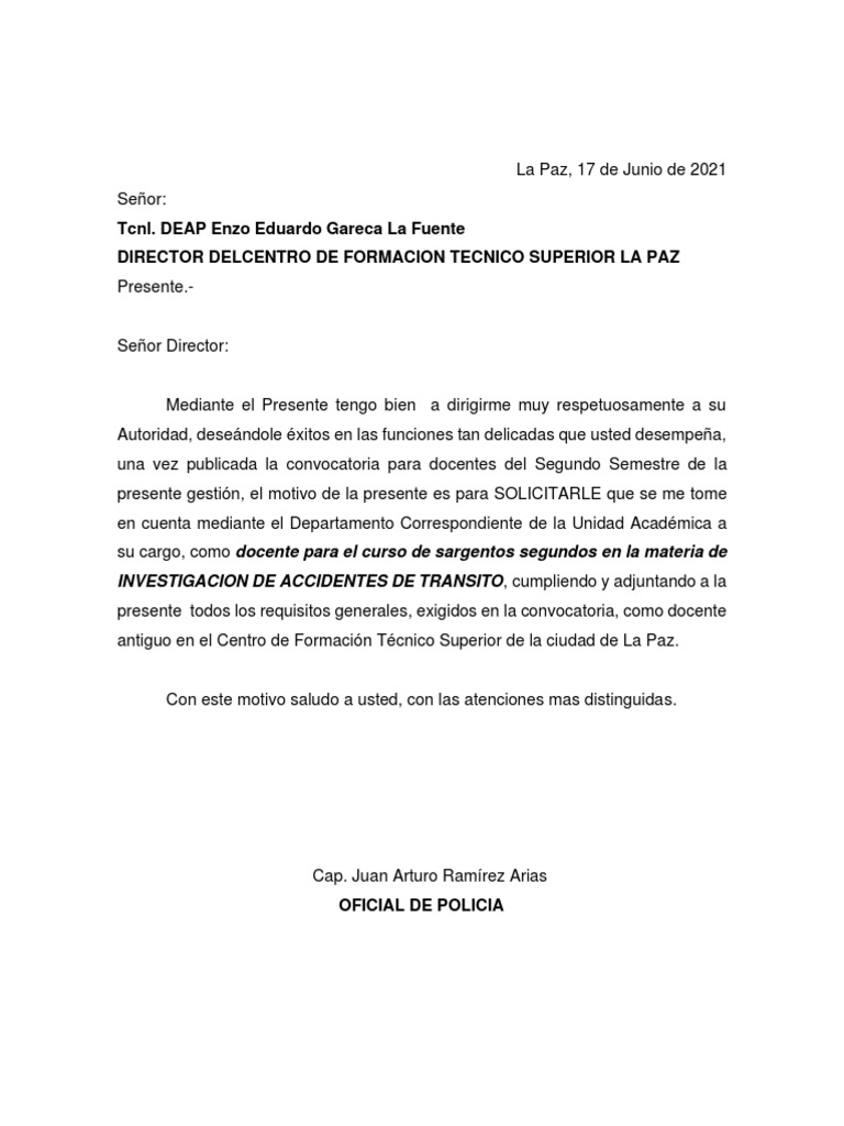 Oficio Solicitud de Docencia Total | PDF