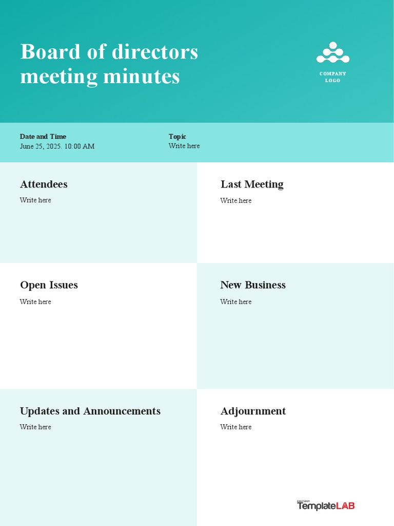Board of Directors Meeting Minutes Template | PDF
