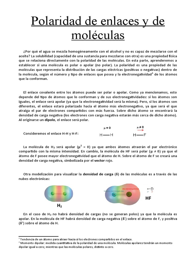 Polaridad de Enlaces y Moleculas | PDF | Polaridad química | Enlace químico