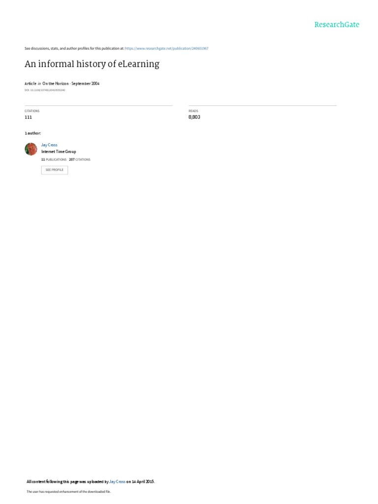 Informal History of eLearning | PDF | Educational Technology | Return ...
