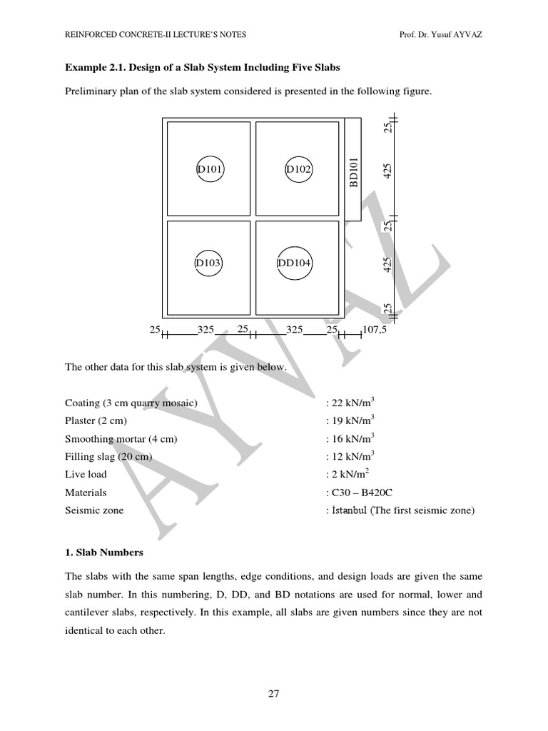Example 2.1. Design of A Slab System Including Five Slabs | PDF ...
