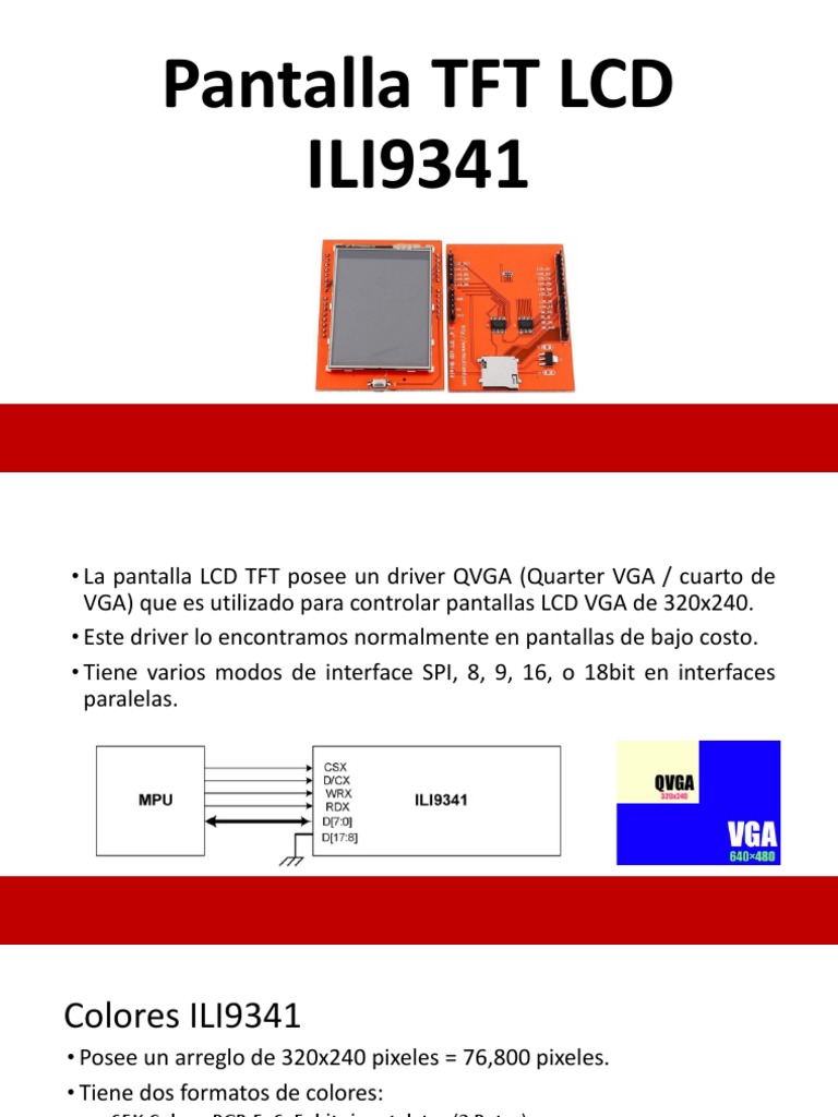 Pantalla TFT ILI9341: Especificaciones y Uso | PDF | Pantalla de ...