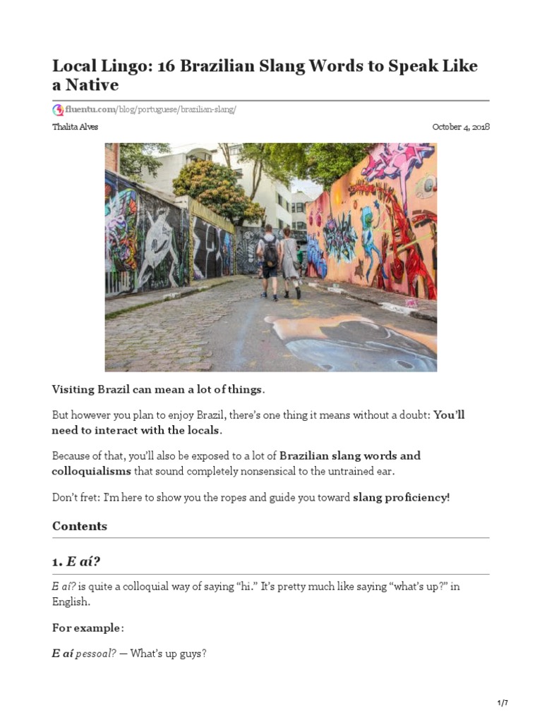 Local Lingo - 16 Brazilian Slang Words To Speak Like A Native! | PDF ...