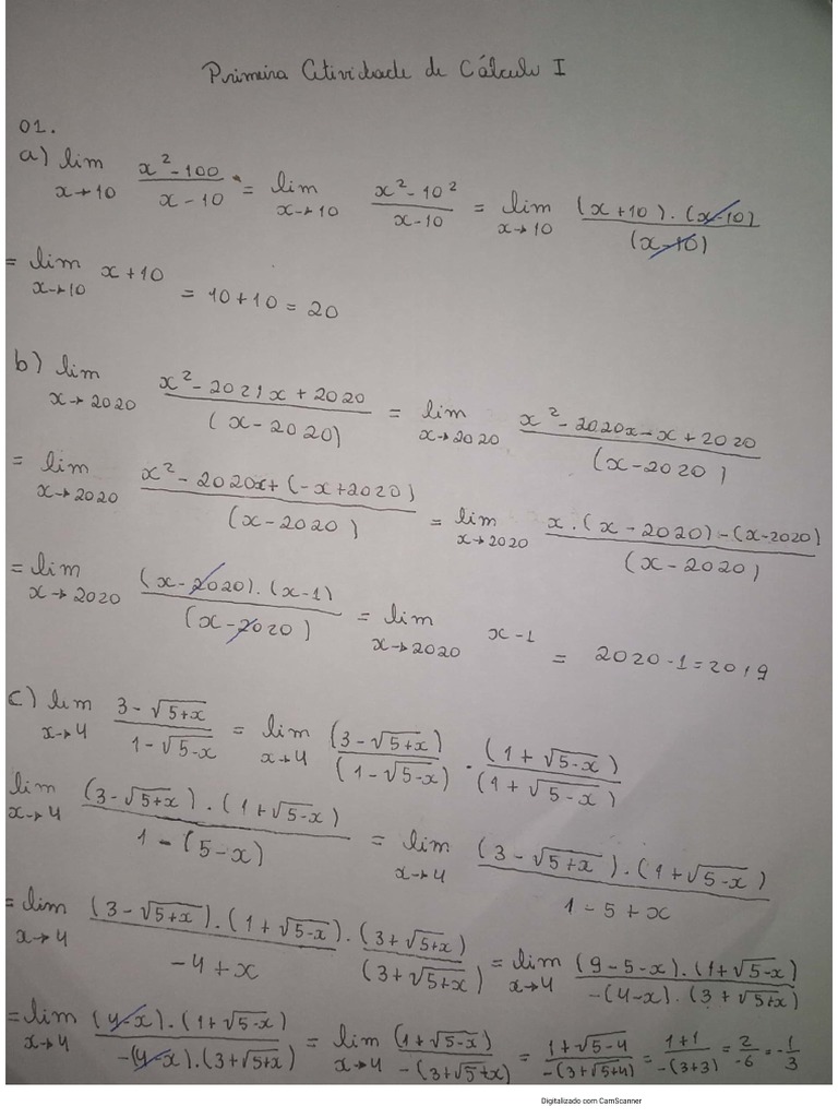 1 - Limite - Cálculo I | PDF