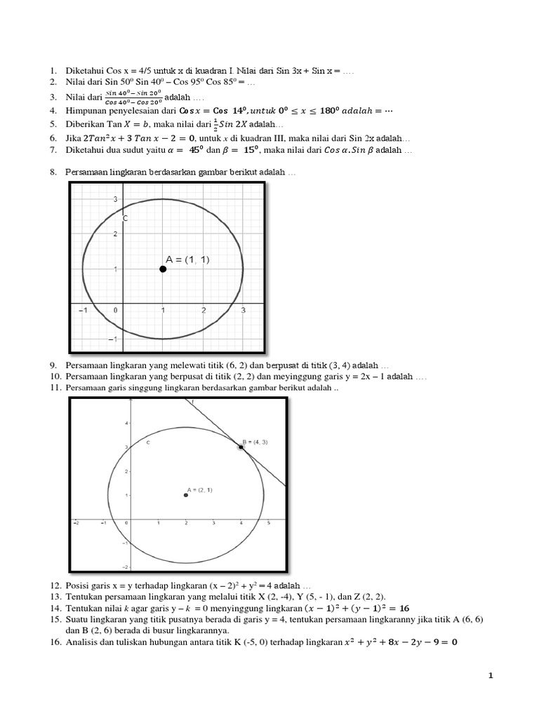Kisi Kisi UAS Ganjil MTKP XI IPA | PDF