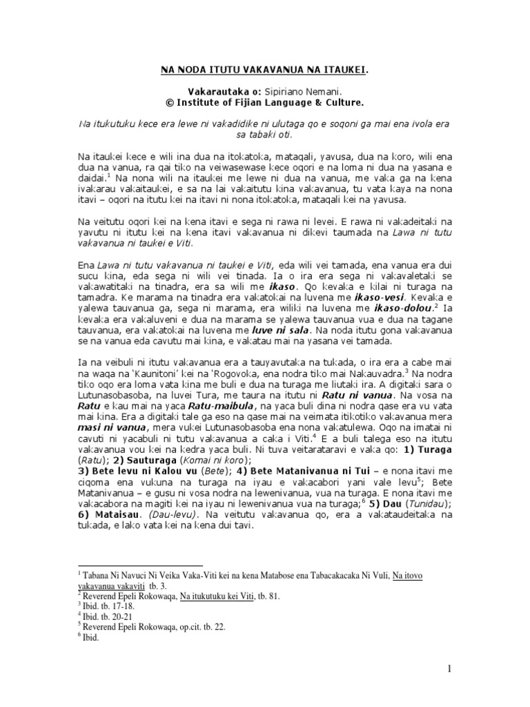 Itutu Vakavanua | PDF