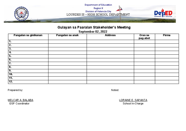 Gulayan Sa Paaralan Attendance | PDF