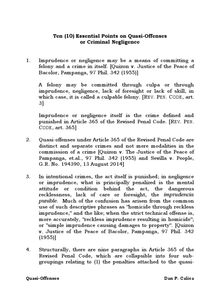 Title 14 - 10 Essential Points On Quasi-Offenses | PDF | Criminal Law ... Title 14 - 10 Essential Points On Quasi-Offenses | PDF | Criminal Law ...