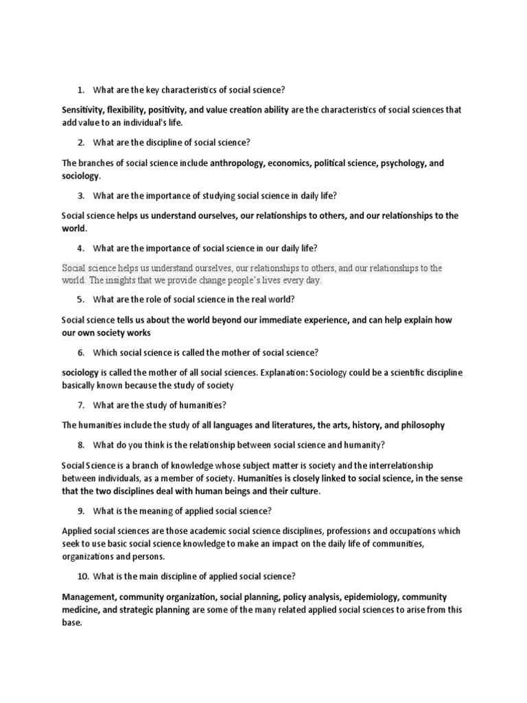 What Are The Key Characteristics of Social Science. Pocholo | PDF ...