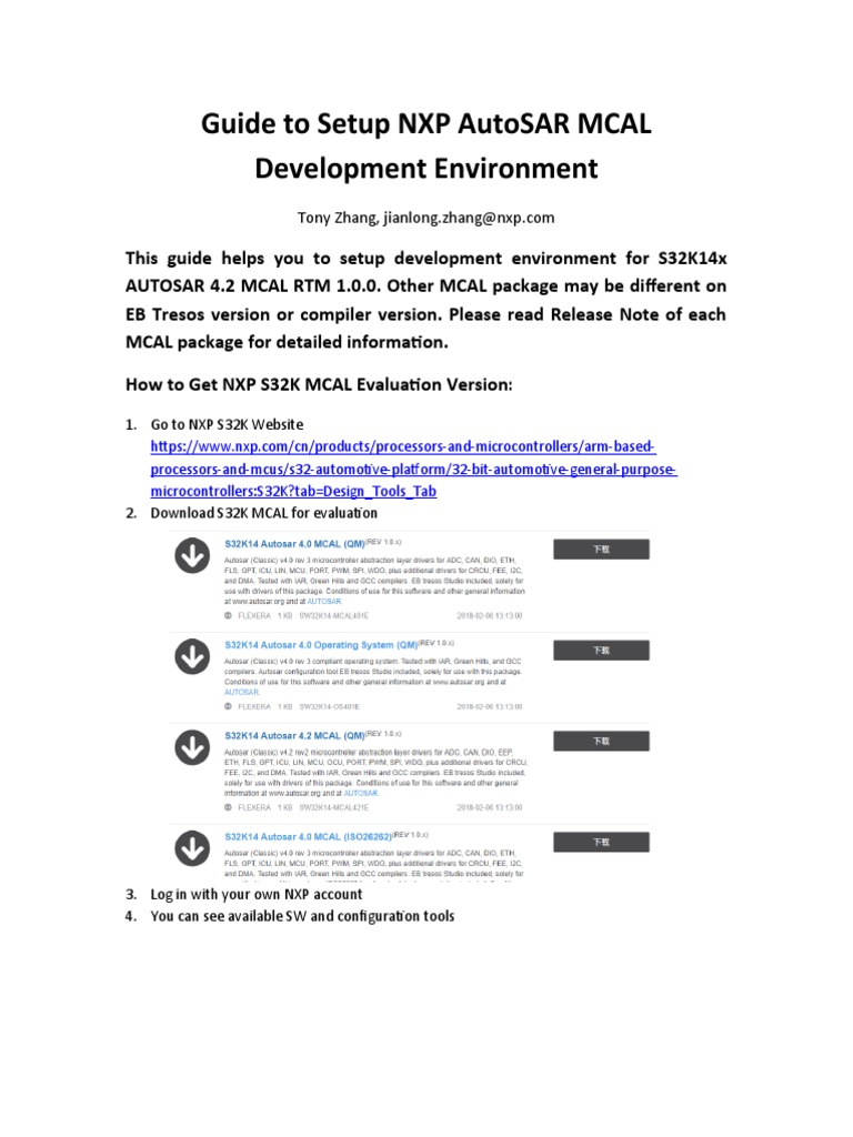 NXPAutosarSetup EB - MCAL S32K14x | PDF | Integrated Development ...