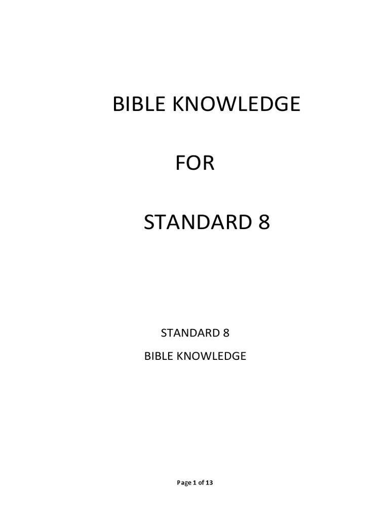 STD 8 Bible Knowledge Notes | PDF | Jesus | Crucifixion Of Jesus