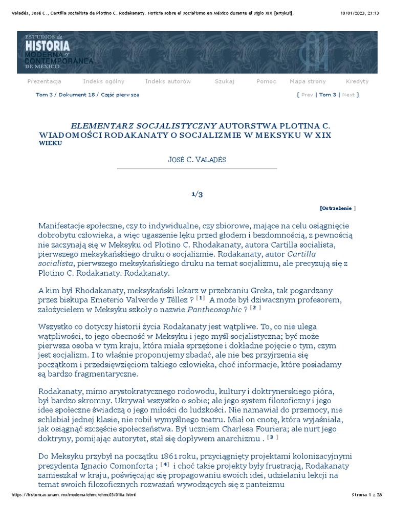 Valadés, José C., Cartilla Socialista de Plotino C. Rhodakanaty ...