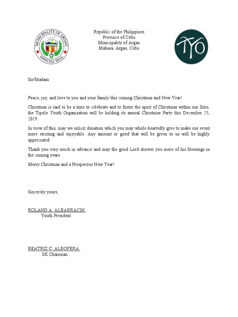 Christmas Party Solicitaion Letter | PDF