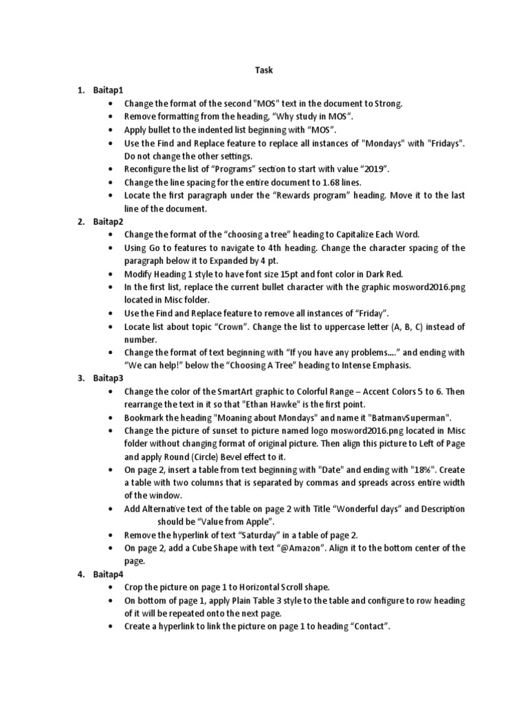 Word-De Bai Tap | PDF | Paragraph | Hyperlink