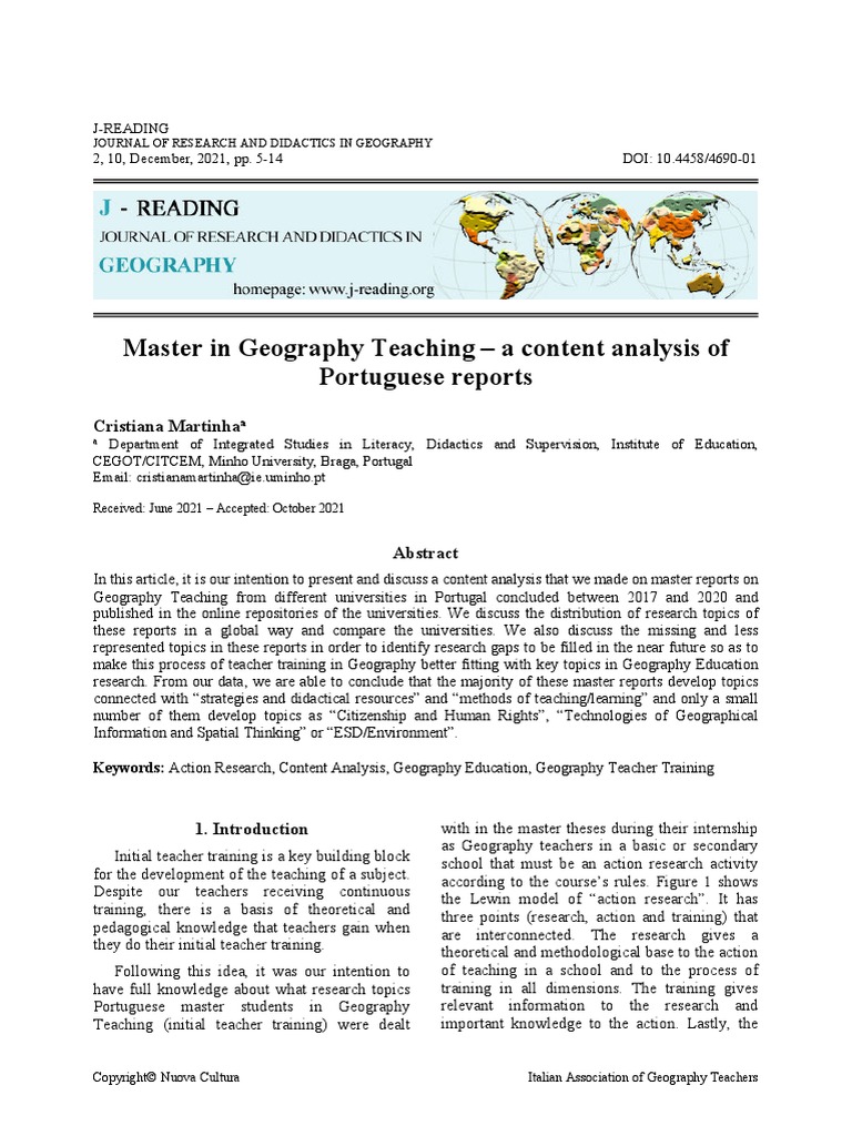 Master in Geography Teaching - A Content Analysis | PDF | Geography ...