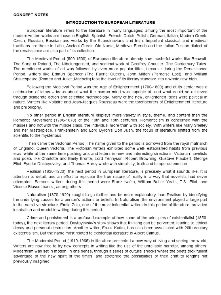 An Introduction to European Literature Through the Ages: Exploring the ...