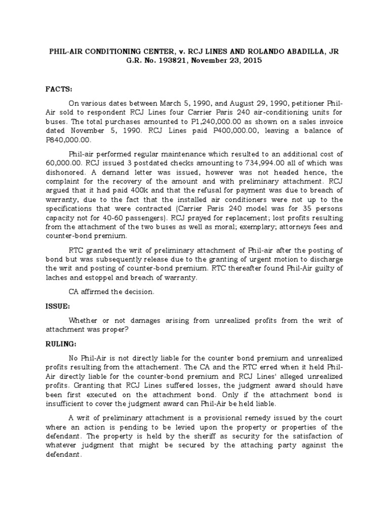 PHIL-AIR CONDITIONING CENTER, v. RCJ LINES AND ROLANDO ABADILLA, JR ...