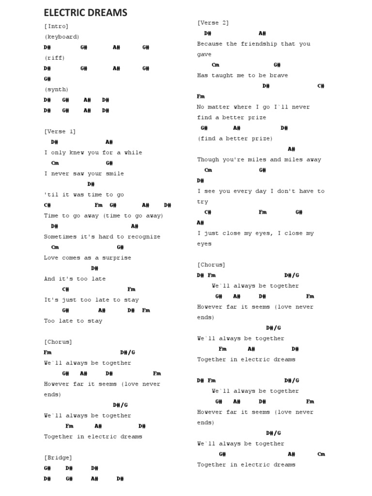 ELECTRIC - DREAMS Chords | PDF