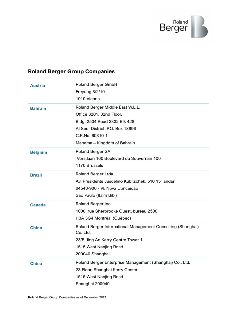 Roland Berger Group Companies | PDF | Companies | Business