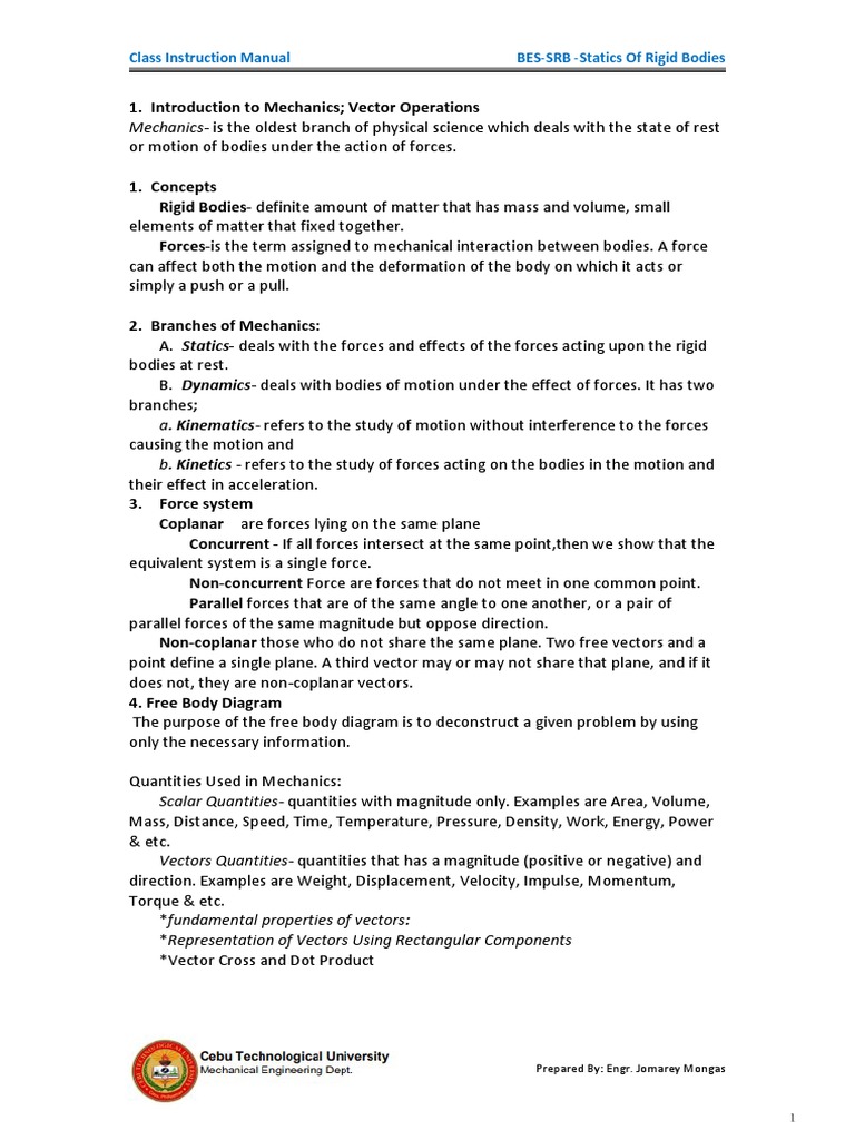 Lecture 1 | PDF | Euclidean Vector | Force
