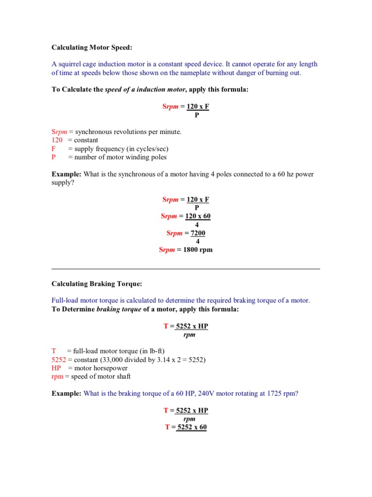 Calculating Motor Speed | PDF | Horsepower | Power (Physics)