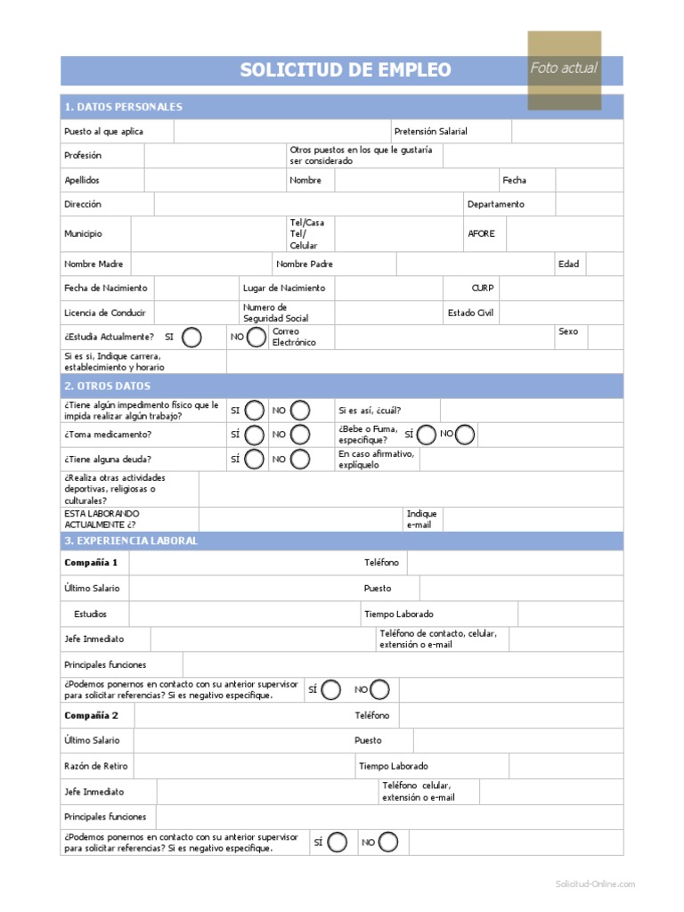 Solicitud de Empleo Editable Desde PC | PDF