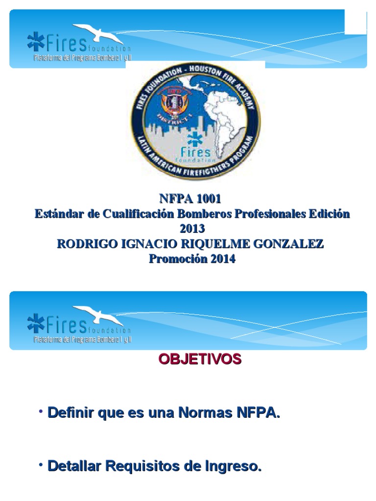 PRESENTACION NFPA 1001 Rodrigo Riquelme | PDF
