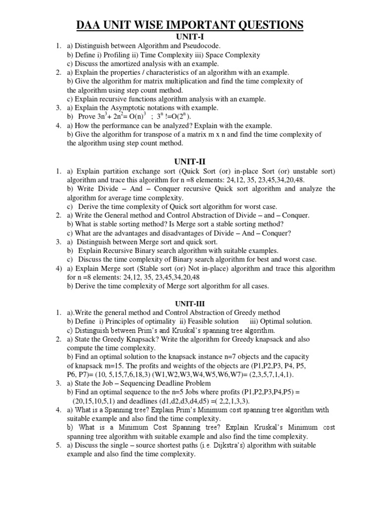 Important Questions New | PDF | Time Complexity | Algorithms
