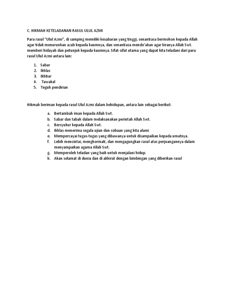 Keteladanan Rasul Ulul Azmi | PDF | Agama & Spiritualitas
