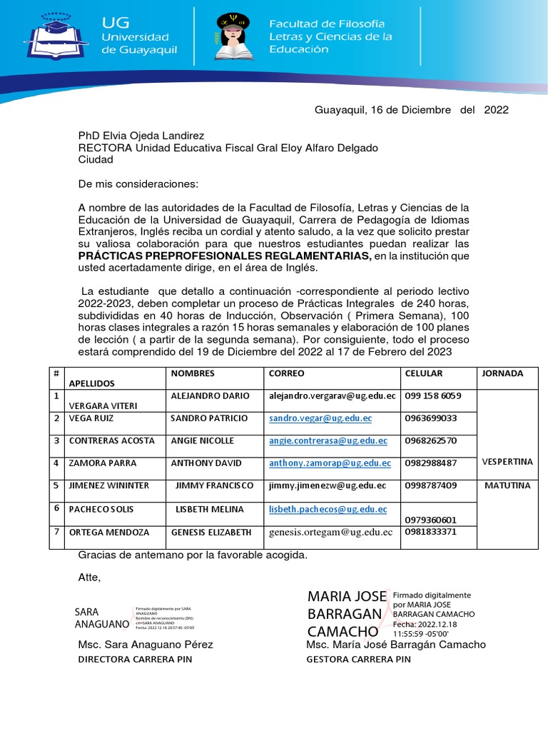 Oficio U. e Eloy Alfaro Final MJ | PDF