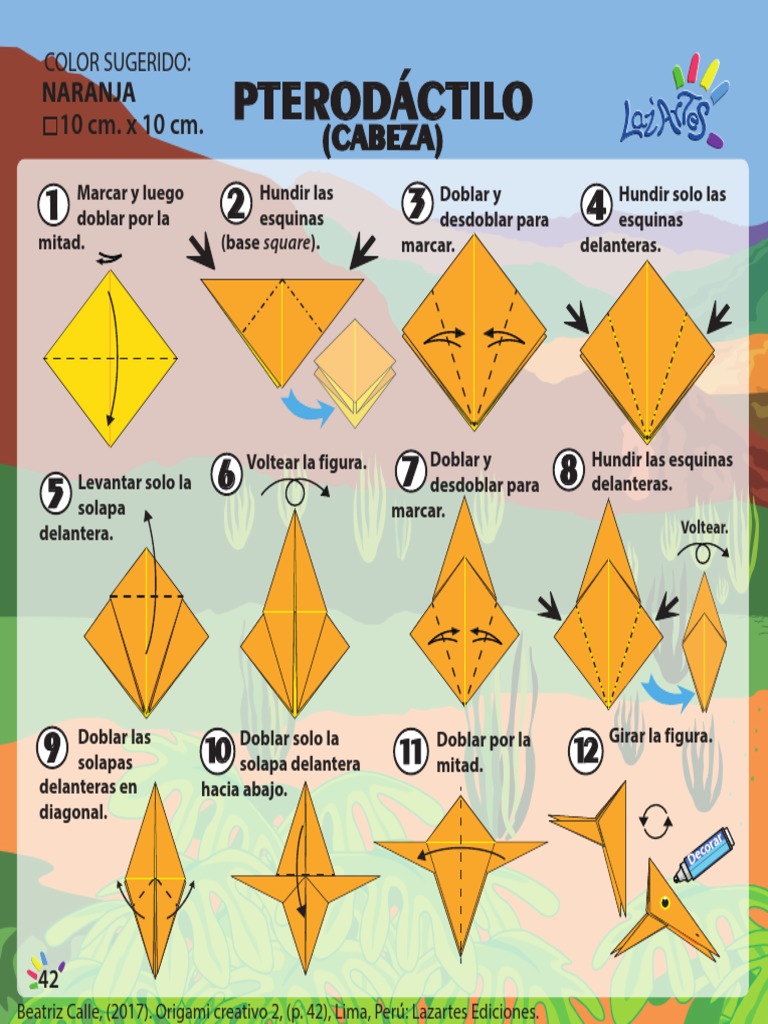 Paso a paso para hacer un pterodáctilo de origami | PDF