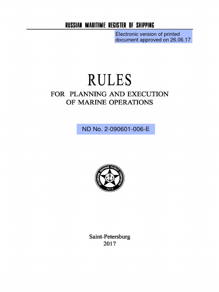 DNV Rules Planning Marine Operations | PDF | Technology & Engineering