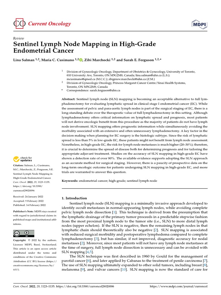 Sentinel Lymph Node Mapping In High Grade Endometrial Cancer Pdf
