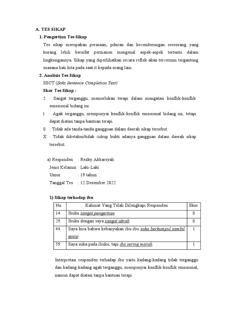 Laporan Tes Sikap, Pauli, Kraeplin | PDF