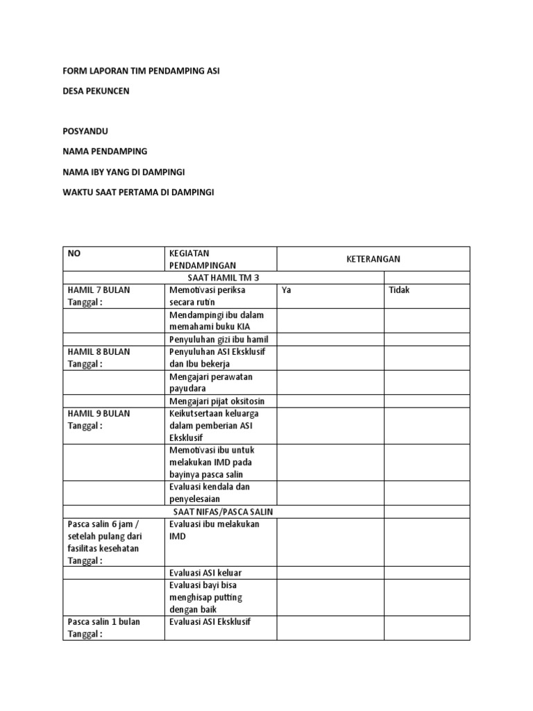 Form Pendamping Asi | PDF | Kesehatan Holistik