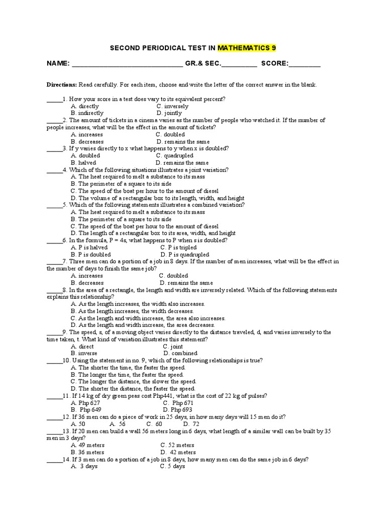 PT G9 Mathematics | PDF