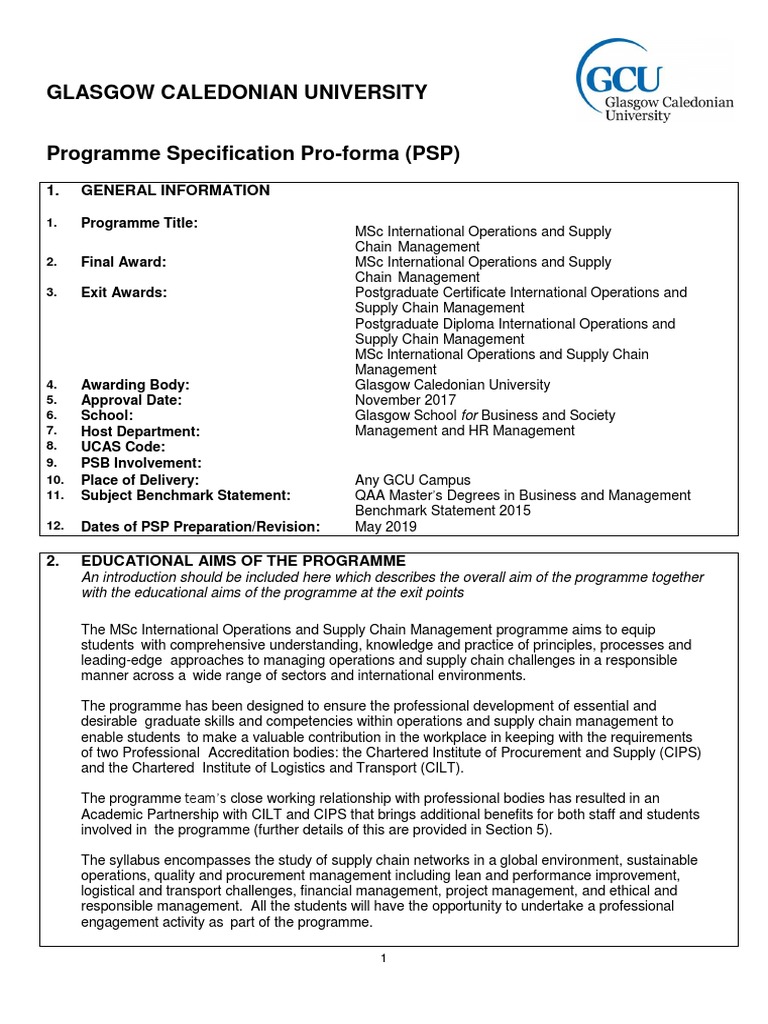 MSc in International Operations Management | PDF | Supply Chain ...