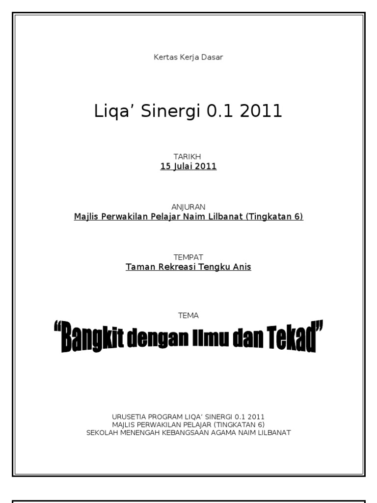 Liqa’ Sinergi 0.1 2011 | PDF