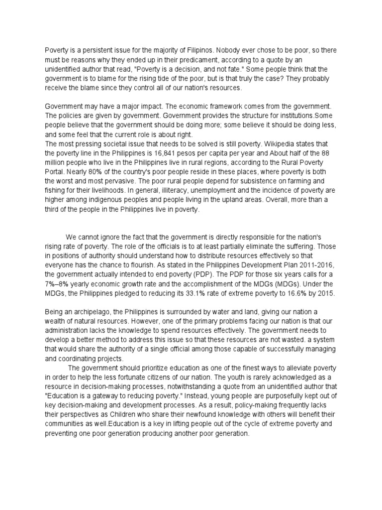 Argumentative Essay | PDF | Poverty | Poverty & Homelessness