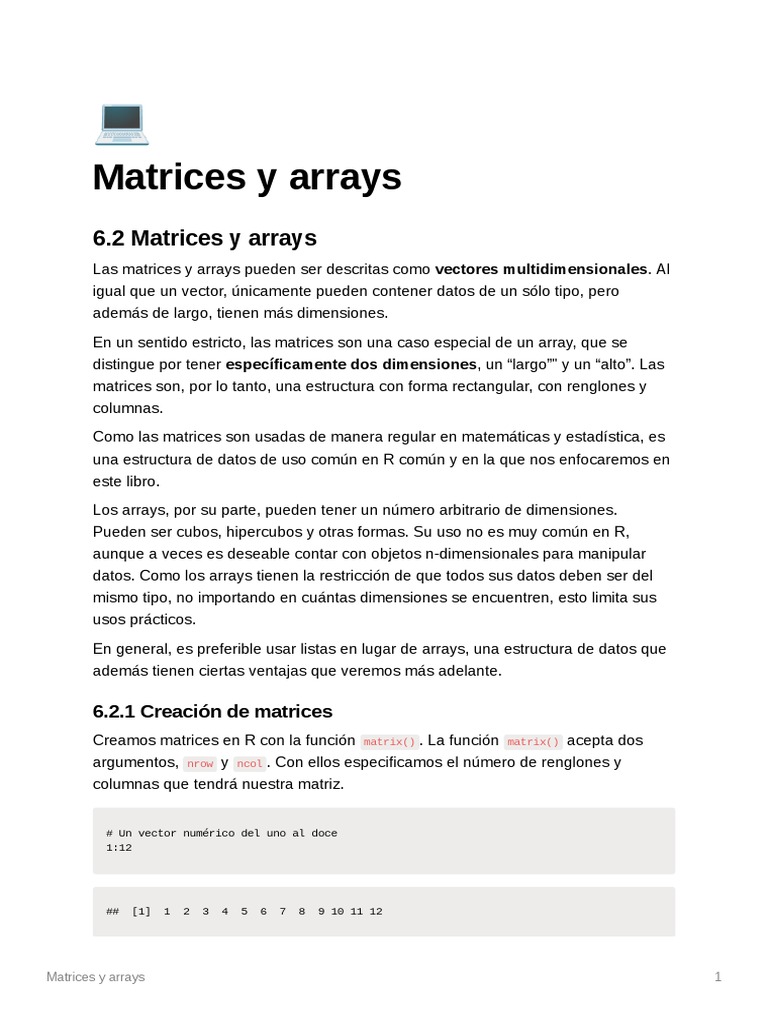 Matrices_y_arrays | PDF | Estructura de datos de matriz | Matriz (Matemáticas)