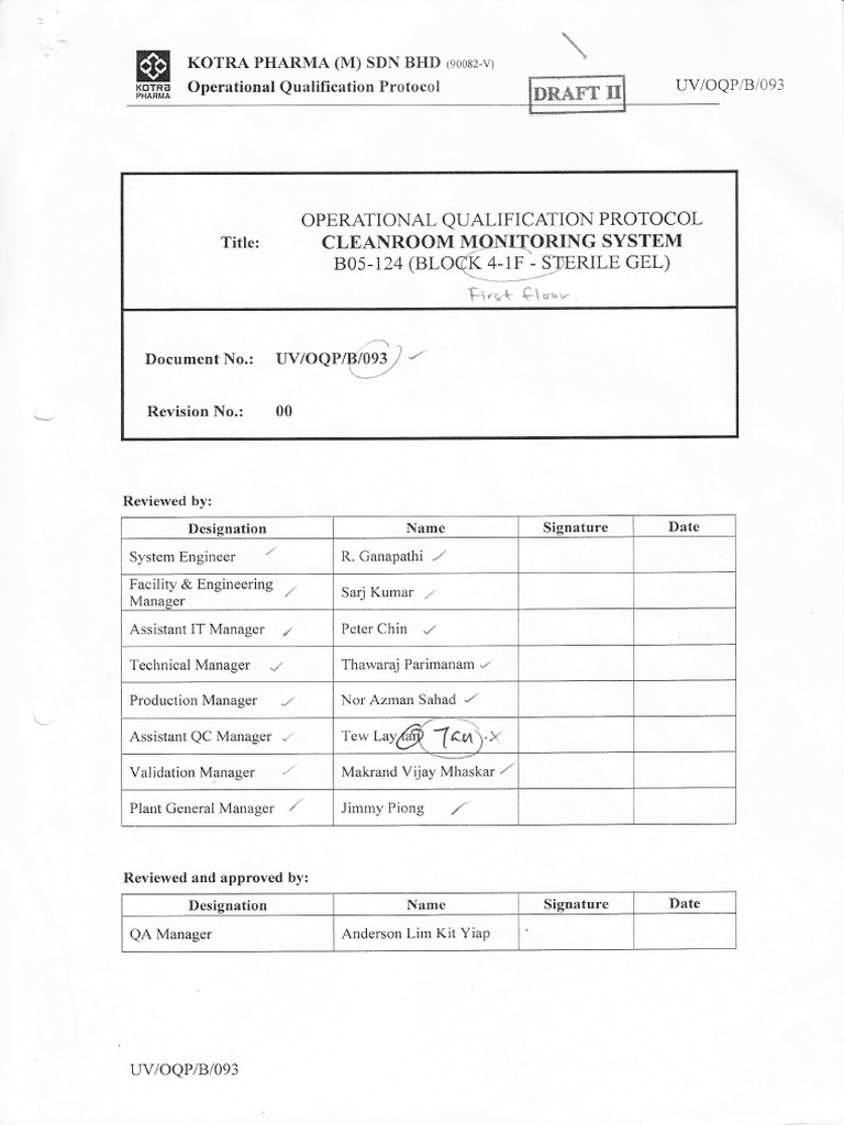 Operational Qualification for Cleanroom System | PDF | Client ...