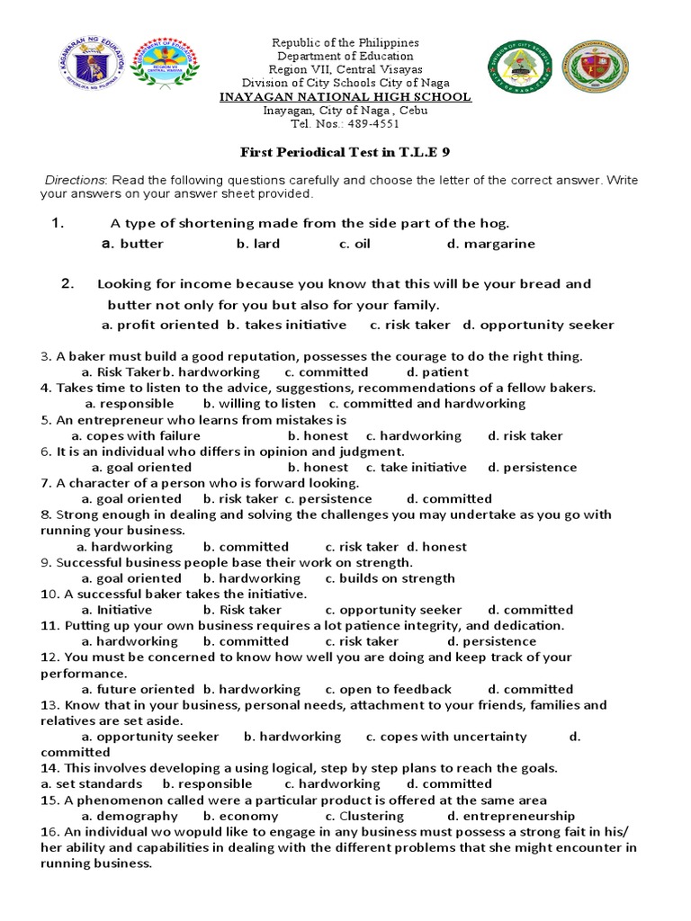 1st PT T.L. E 9 | Descargar gratis PDF | Breads | Flour