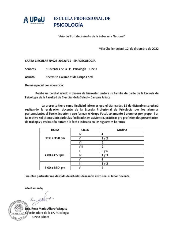 Carta Circular 28 | PDF