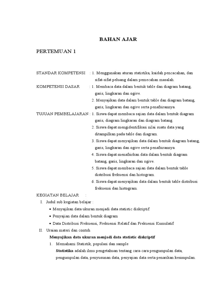 Bahan Ajar Statistika | PDF | Metode & Bahan Ajar | Komputer