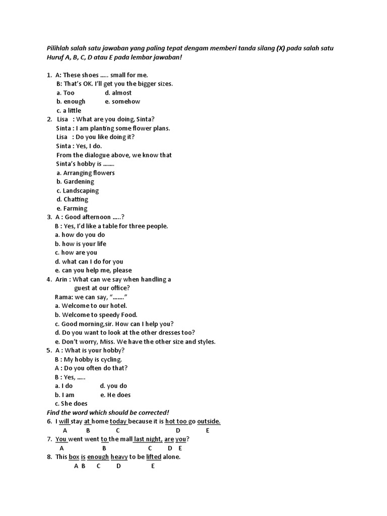 English Grammar and Dialogue Exercises | PDF